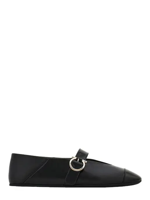 FERRAGAMO Gancini Ballet Flat - Black
