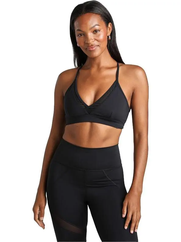 LOSANO V-neck Mesh Panel Bra - Black