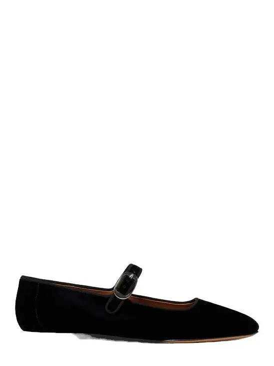 Le Monde Beryl Velvet Mary Jane Flats - Black