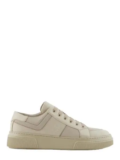 Giorgio Armani Leather And Fabric Sneakers - Natural