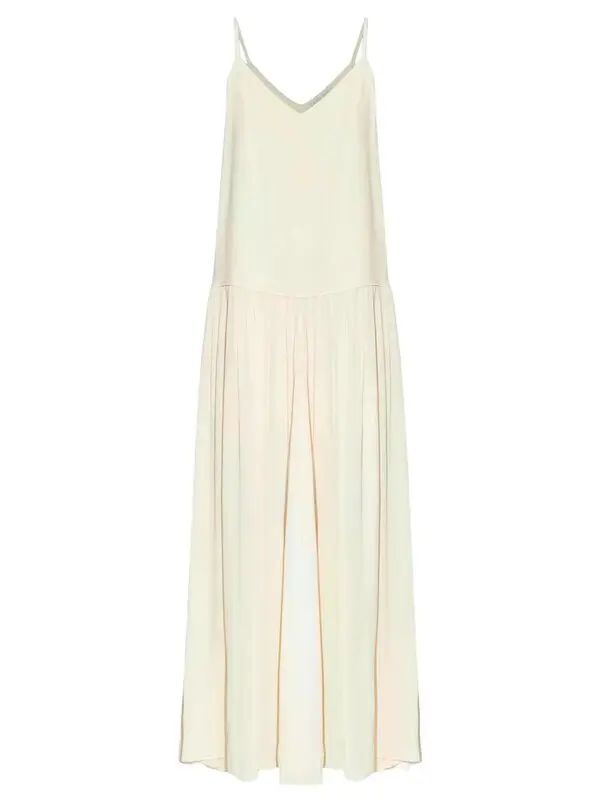 FORTE_FORTE Pleat-detail Maxi Dress - Neutrals