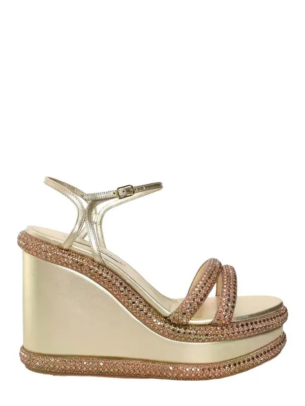 Casadei Crystal-embellished Wedge Sandals - Gold