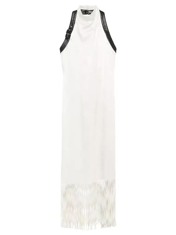 Nanushka Fringed Halterneck Midi Dress - Neutrals