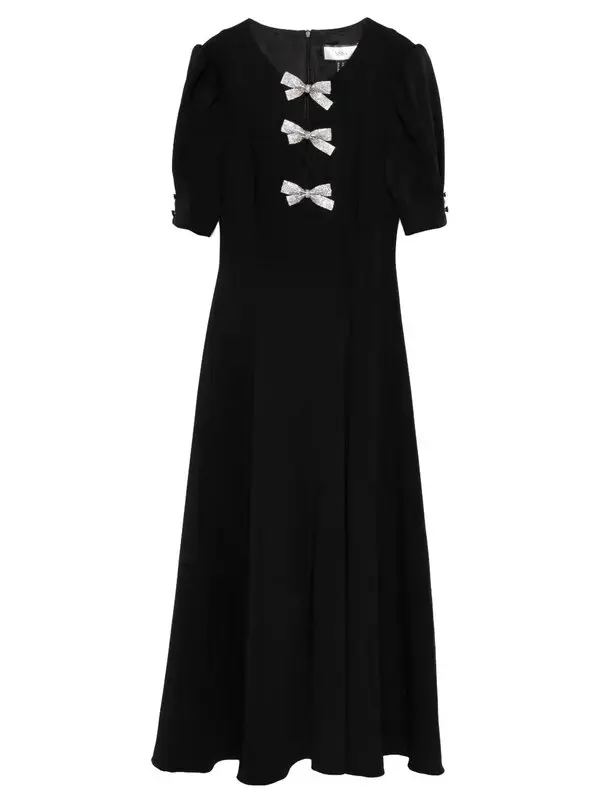 NISSA Bow-appliqué Maxi Dress - Black