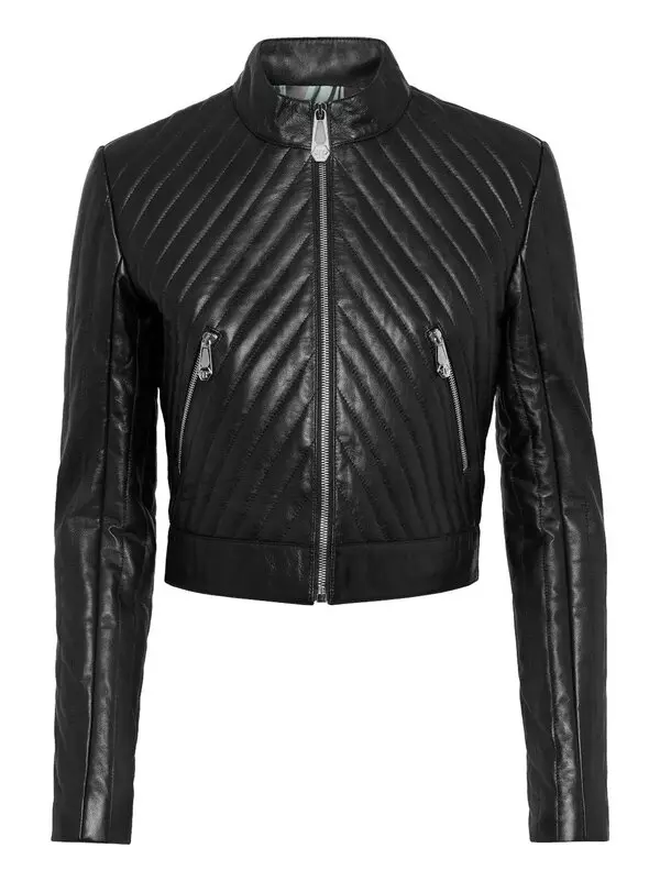 Philipp Plein Leather Biker Jacket - Black