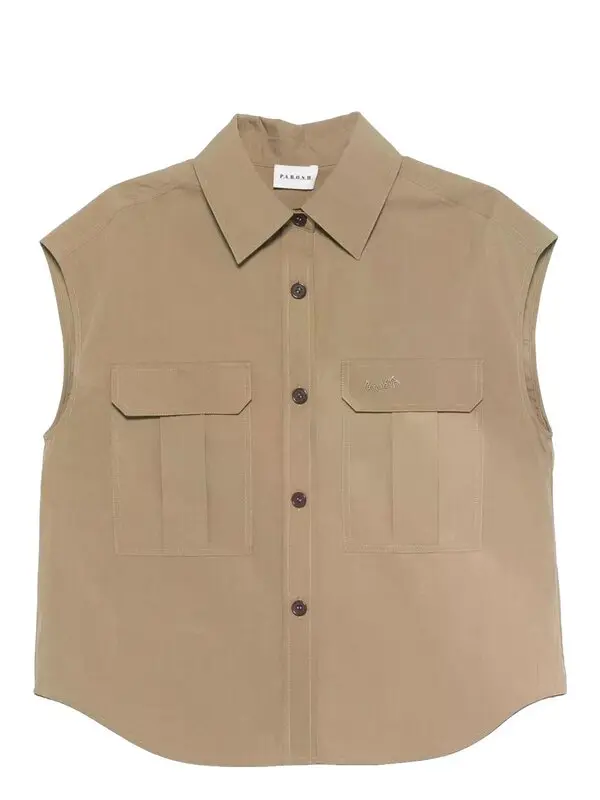 P.a.r.o.s.h Button-front Sleeveless Shirt - Brown