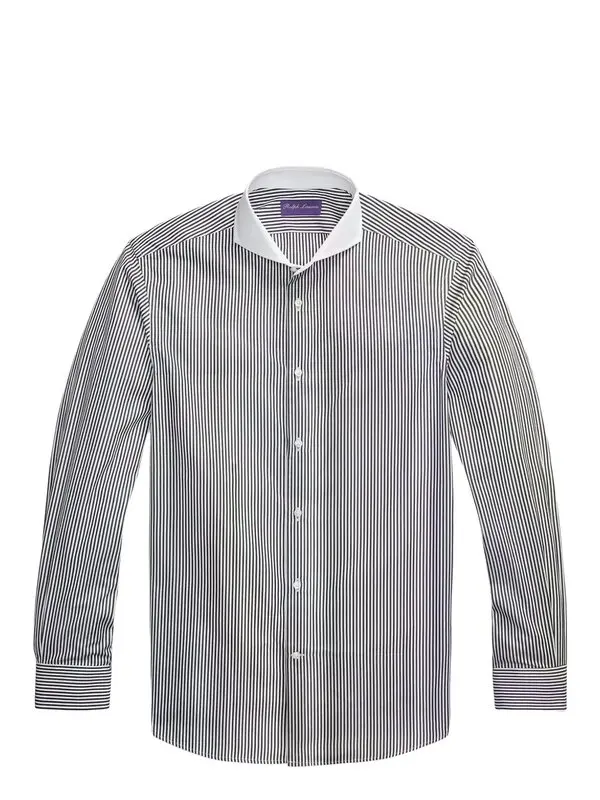 Ralph Lauren Purple Label Striped Cotton Shirt - Black