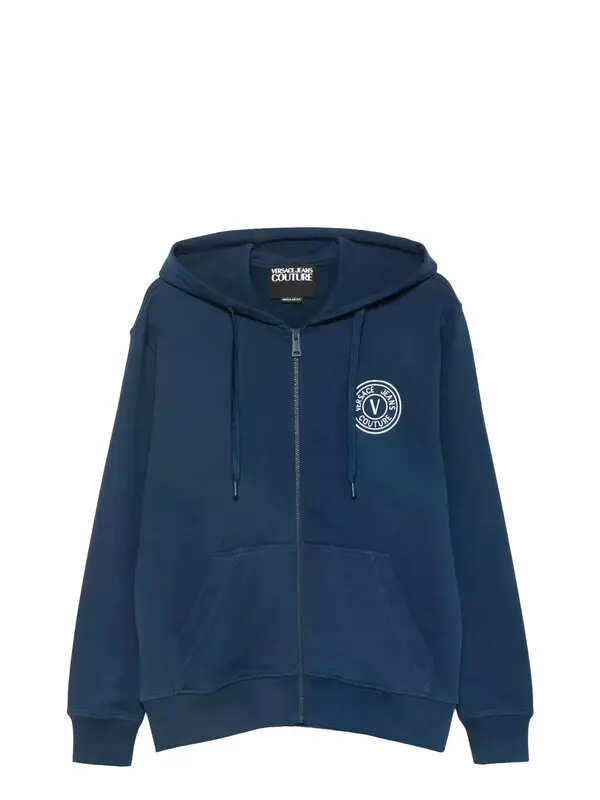 Versace Logo-embroidered Hoodie - Blue
