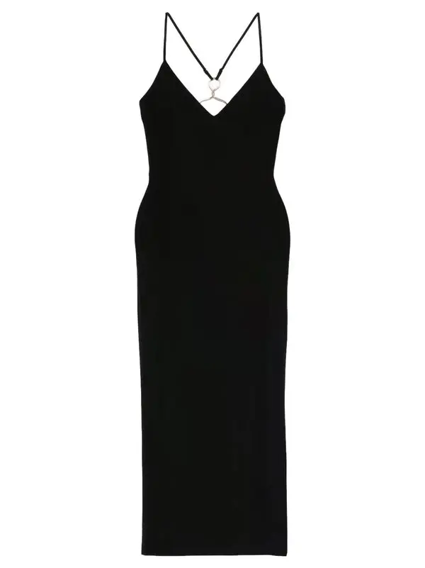 NISSA Hardware-detailed Midi Dress - Black