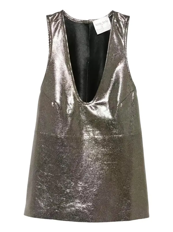 FORTE_FORTE Metallic Sleeveless Top - Grey