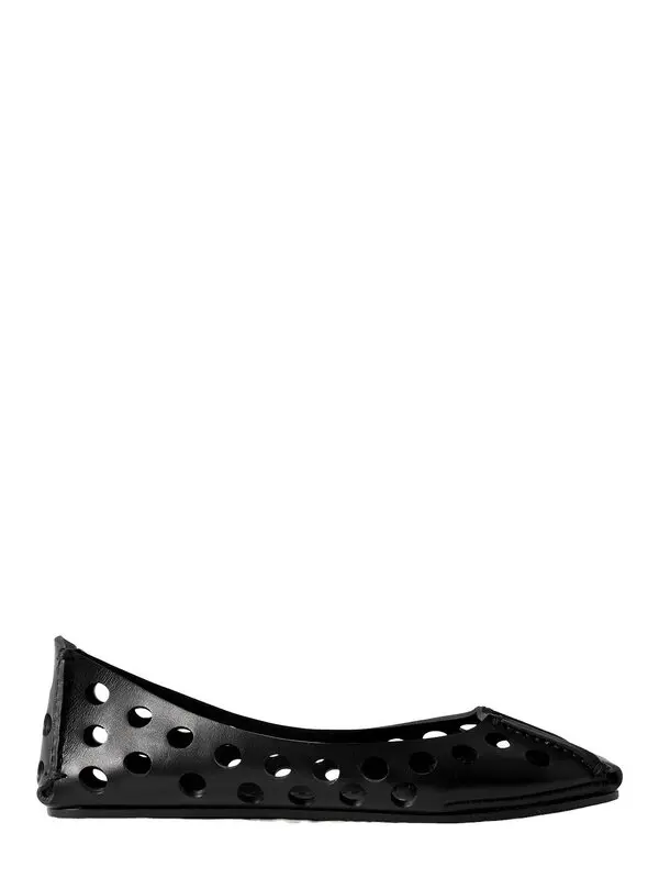 Alaïa Perforated Leather Ballet Flats - Black