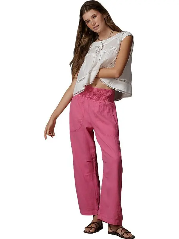 PILCRO The Reese Linen Blend Barrel Pants - Medium Pink