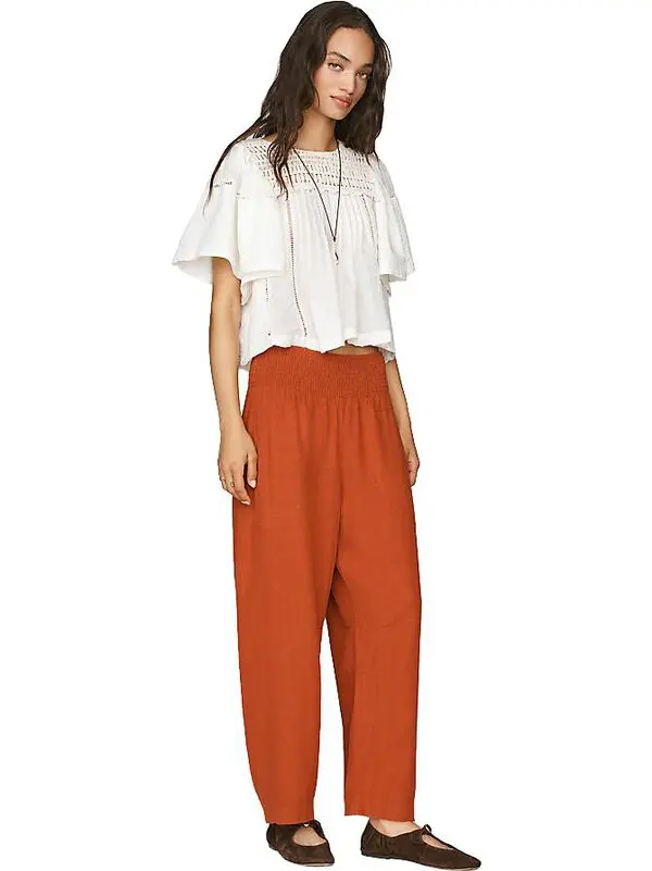 PILCRO The Reese Linen Blend Barrel Pants - Orange