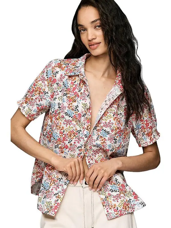 PILCRO Aly Puff-sleeve Blouse - Multi Floral