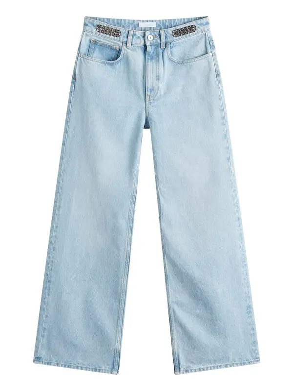 Rabanne Boyfriend Jeans With Metal Detail - Light Blue Denim