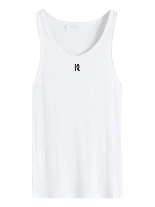 Rabanne Logo Ribbed Tank - White