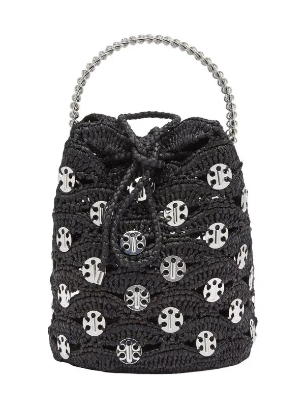 Rabanne Raffia Bucket Bag - Black&silver