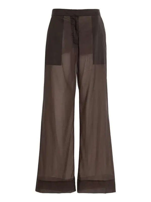 ST. AGNI Silk-blend Organza Wide-leg Pants - Olive