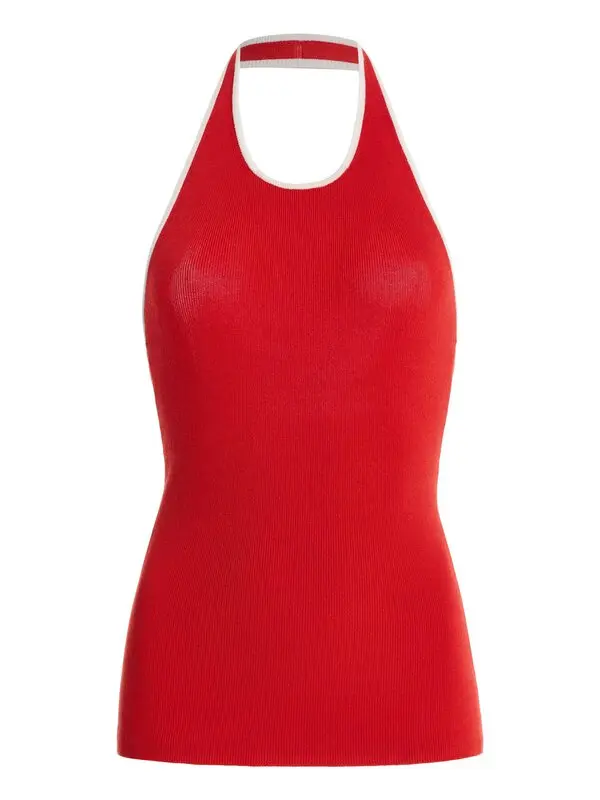 ST. AGNI Fine Line Tencel Halter Top - Red