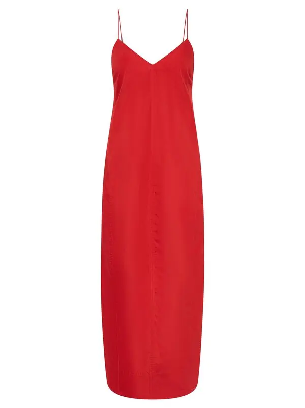 ST. AGNI Paper Taffeta Cocoon Midi Dress - Red