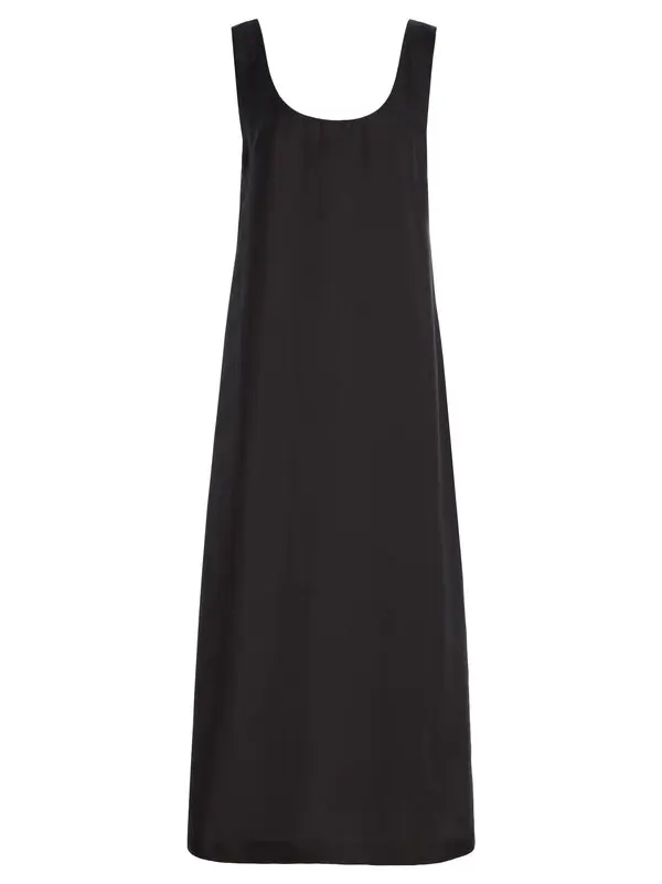 ST. AGNI Jordan Silk Twill Midi Dress - Black