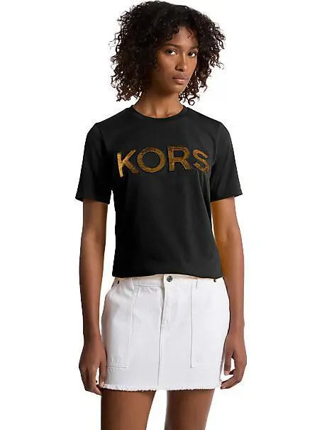 Michael Kors Sequined Logo T-shirt - Black