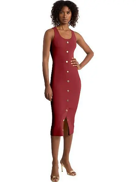 Michael Kors Stretch Viscose Blend Midi Tank Dress - Red