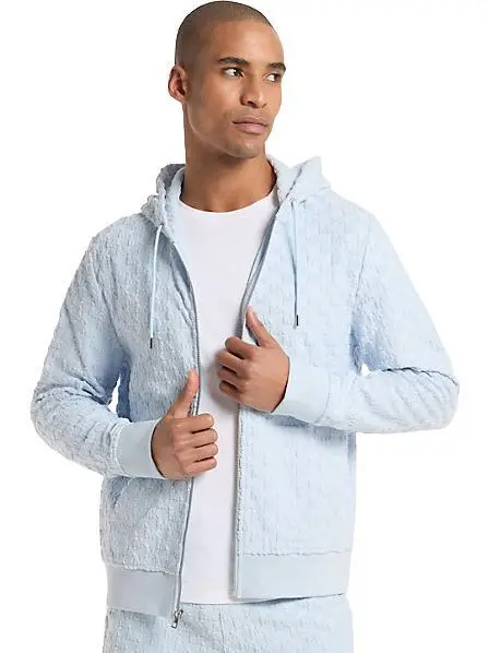 Michael Kors Logo Jacquard Terry Zip-up Hoodie - Blue
