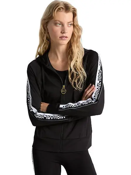 Michael Kors Logo Tape Zip-up Hoodie - Black