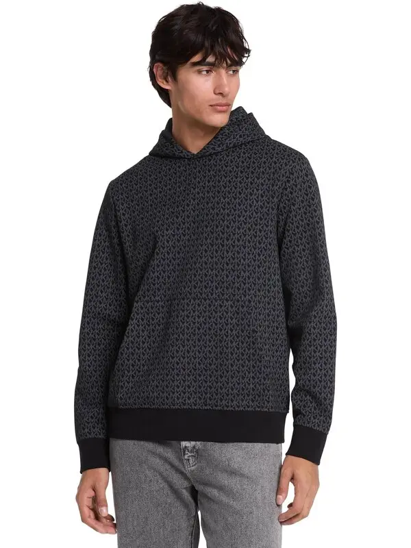 Michael Kors Signature Logo Cotton Blend Hoodie - Black