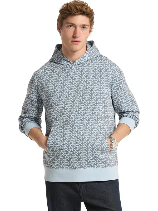 Michael Kors Signature Logo Cotton Blend Hoodie - Blue
