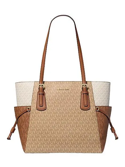 Michael Kors Voyager Large Color-block Logo Tote Bag - Brown