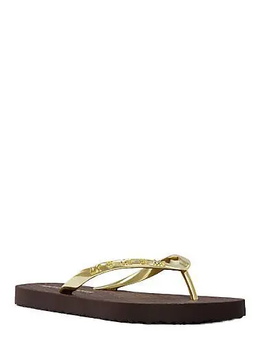 Michael Kors Signature Logo Flip Flops - Brown