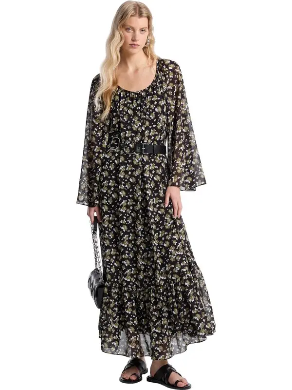Michael Kors Floral Georgette Maxi Dress - Green