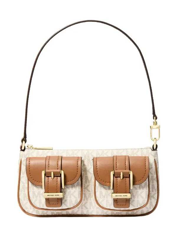 Michael Kors Zoe Small Signature Logo Pochette - Natural