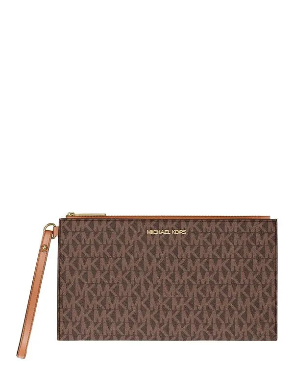 Michael Kors Jet Set Large Signature Logo Wristlet - Brown