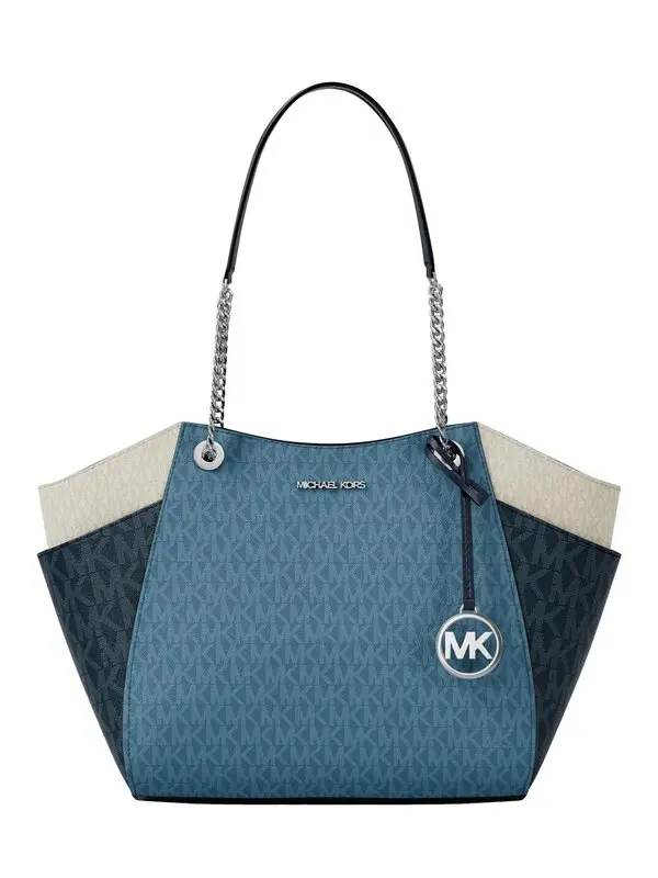 Michael Kors Jet Set Large Signature Logo Shoulder Bag - Blue