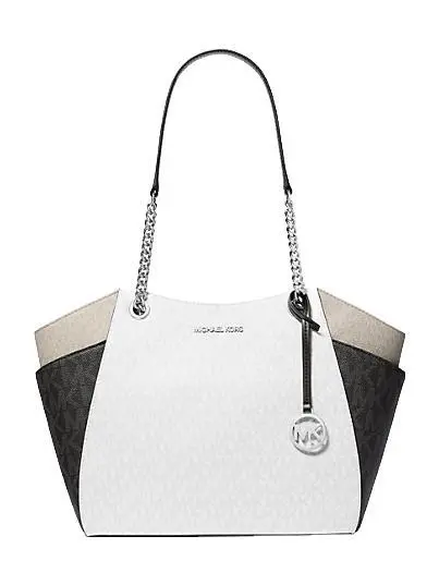 Michael Kors Jet Set Large Signature Logo Shoulder Bag - White