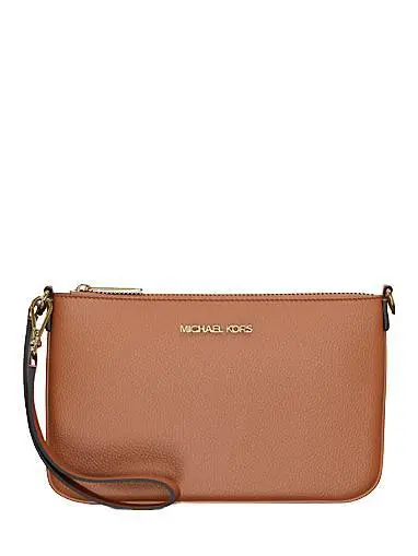 Michael Kors Jet Set Small Pebbled Leather Convertible Wristlet - Brown