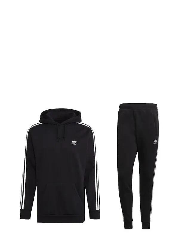 Adidas Classic 3-stripes Pullover Hoodie & Pant Set - Black/white