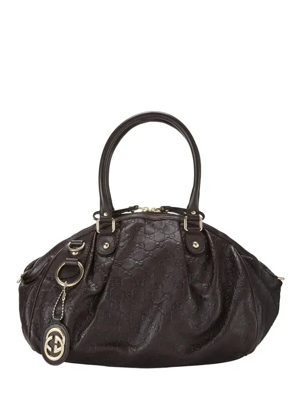 Gucci Guccissima Sukey Zip Handbag - Brown