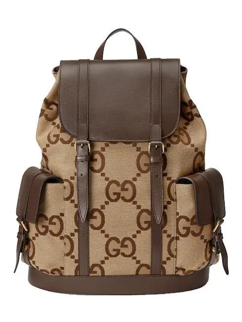 Gucci Backpack With Jumbo Gg - Camel/ebony