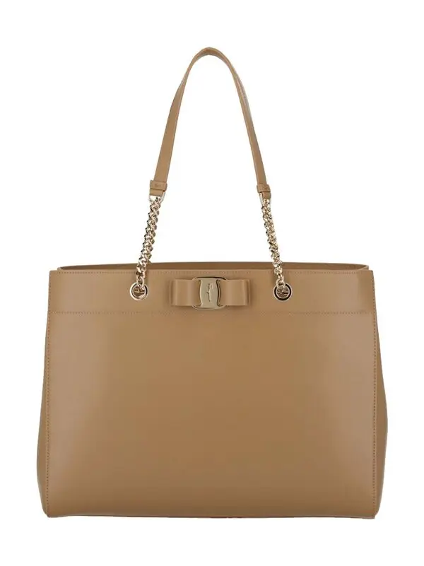 FERRAGAMO Vara Bow Smooth Leather Tote - Camel