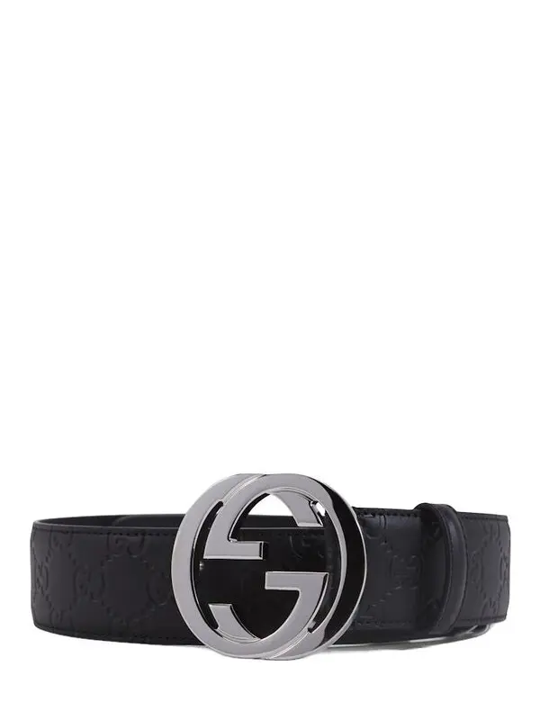 Gucci Interlocking G Guccissima Belt - Black