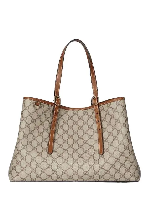 Gucci Gg Emblem Medium Tote Bag - Beige/dark Brown