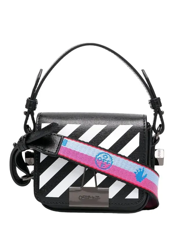 Off-White Diag Flap Bag - Black/white/fucschia