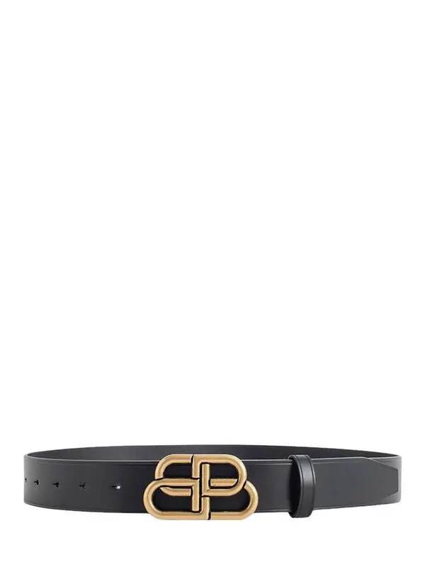 Balenciaga Bb Large Goldtone Belt - Black