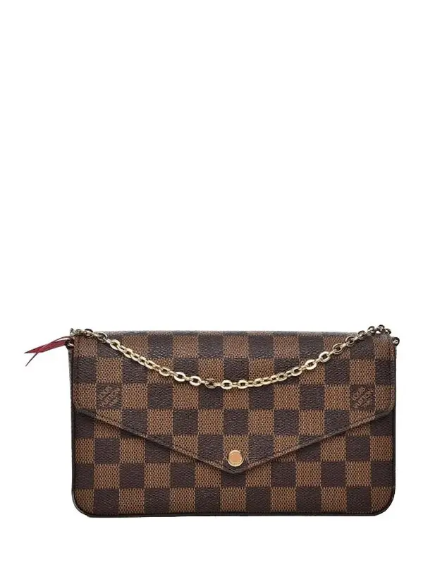 LOUIS VUITTON Pochette Felicie Damier Ebene - Cerise Red