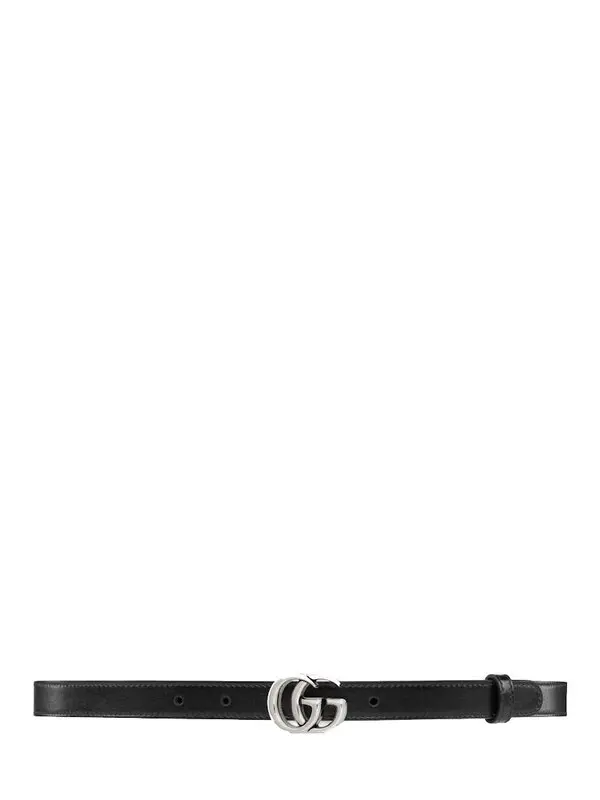 Gucci Gg Marmont Belt With Palladium-toned Buckle - Black