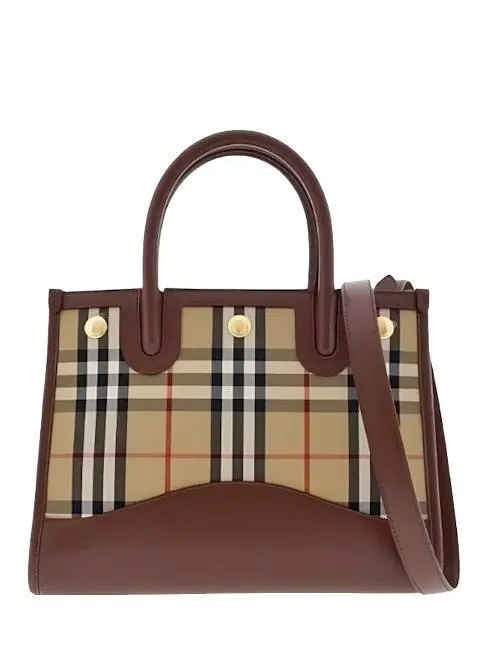 Burberry Title Check Tote Bag - Tan